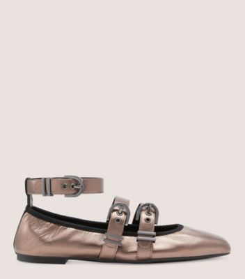 Stuart Weitzman Maverick Ballet Flats & Loafers In Pyrite & Black ...